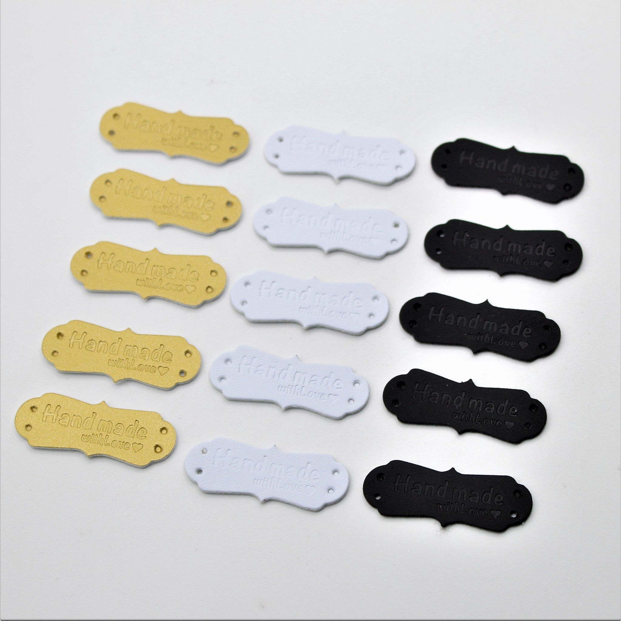 PU Fake Leather "Handmade" Labels 40x15mm cuiretichettaetiquetteFait ...