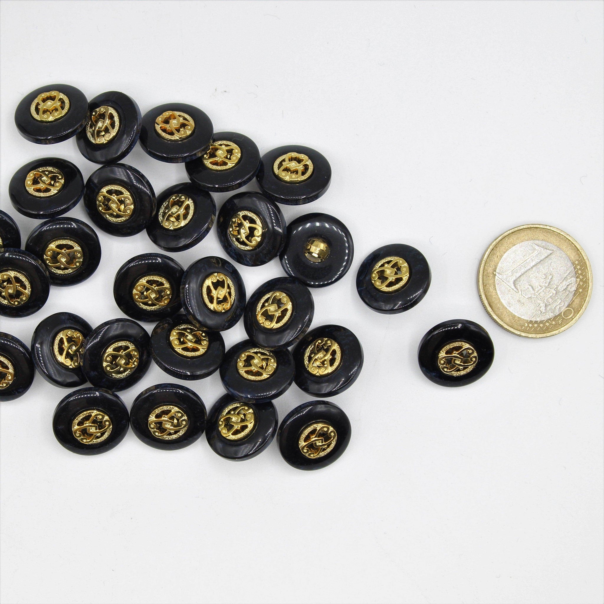 Dark Blue Button with Gold Pattern 15 and 18mm azul ...