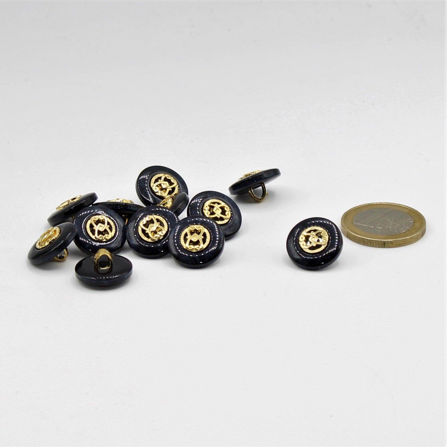Dark Blue Button with Gold Pattern 15 and 18mm azul ...